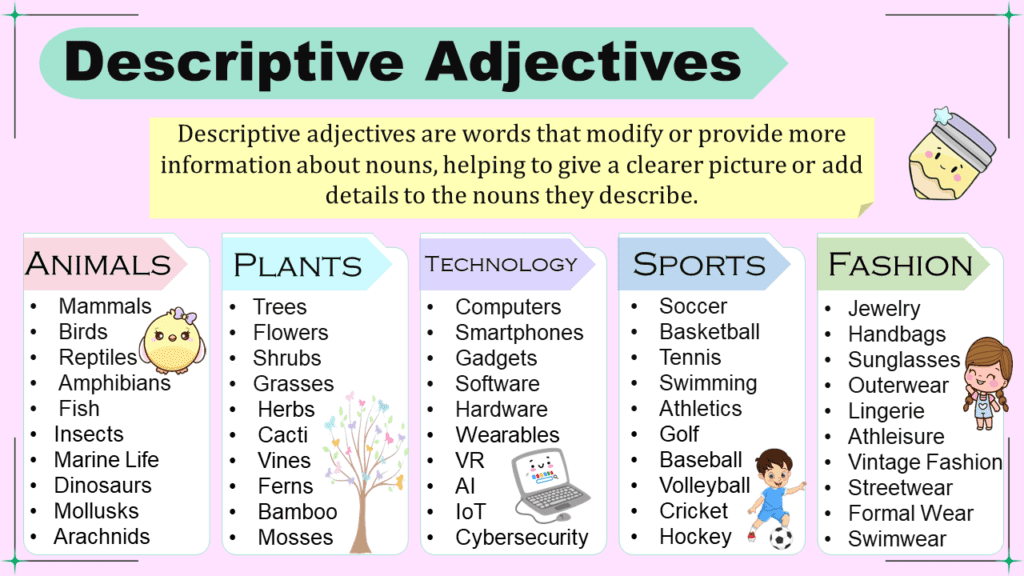 Descriptive Adjectives: Definition, Types, And Examples - GrammarSphere