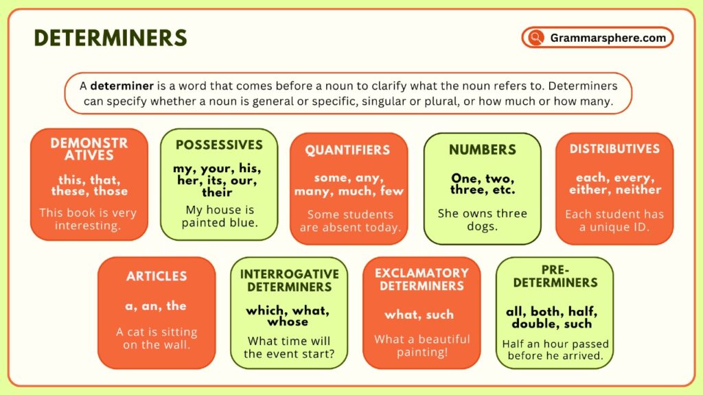 Determiners In English Grammar: Types And Examples - GrammarSphere
