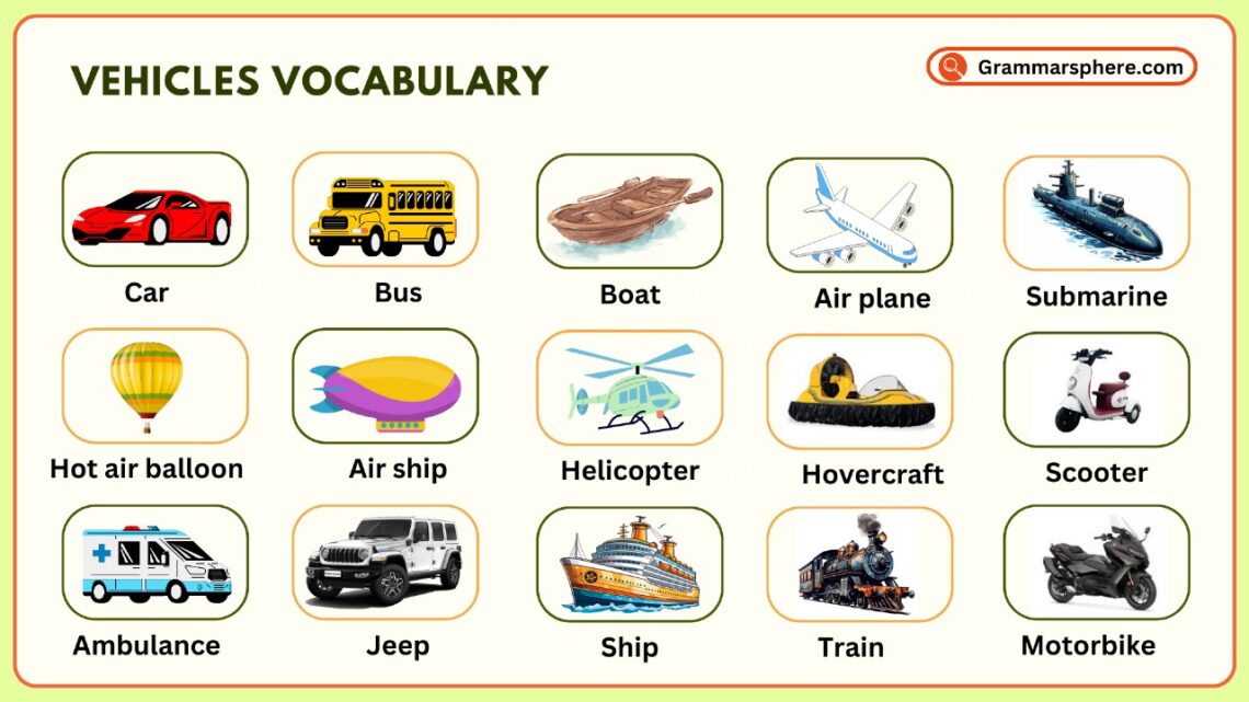 Transportation Vocabulary In English With Pictures - GrammarSphere