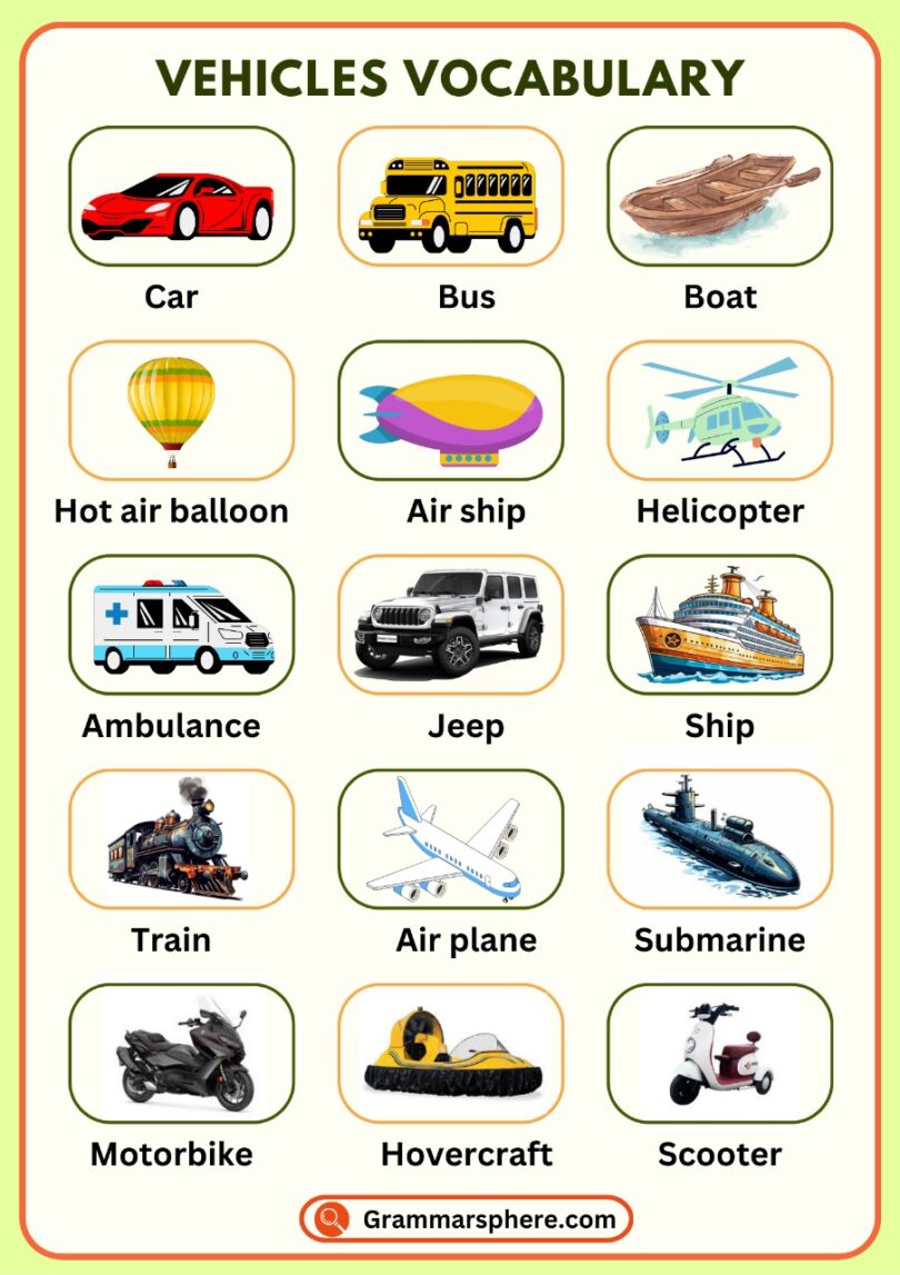 Transportation Vocabulary In English With Pictures - GrammarSphere