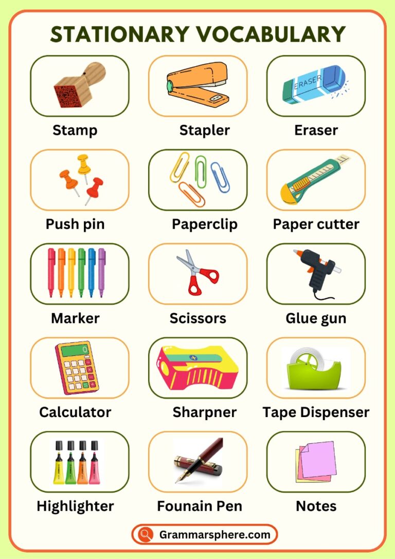 Useful Stationery Items And Office Supplies Vocabulary In English - GrammarSphere