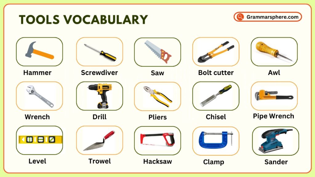 Comprehensive List Of Tools Vocabulary In English - GrammarSphere